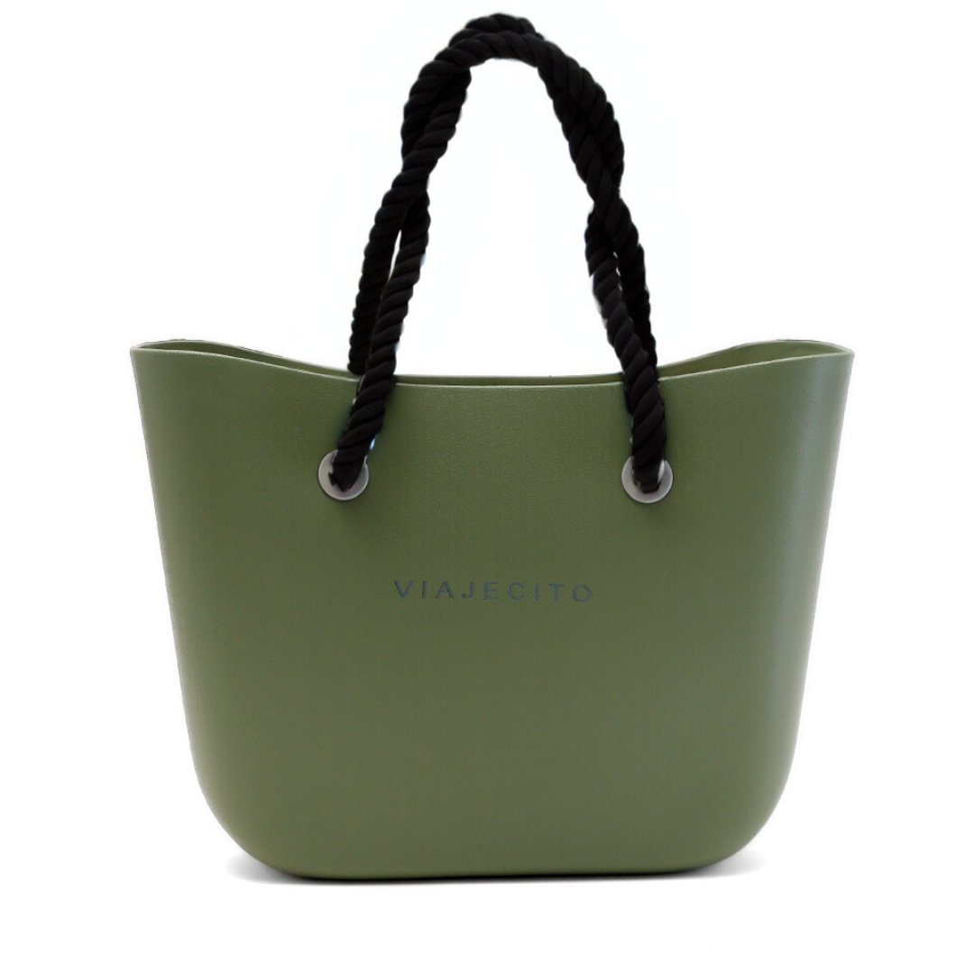 Standard Beach Tote Set- Olive Green with Black Lining and Black Rope ...