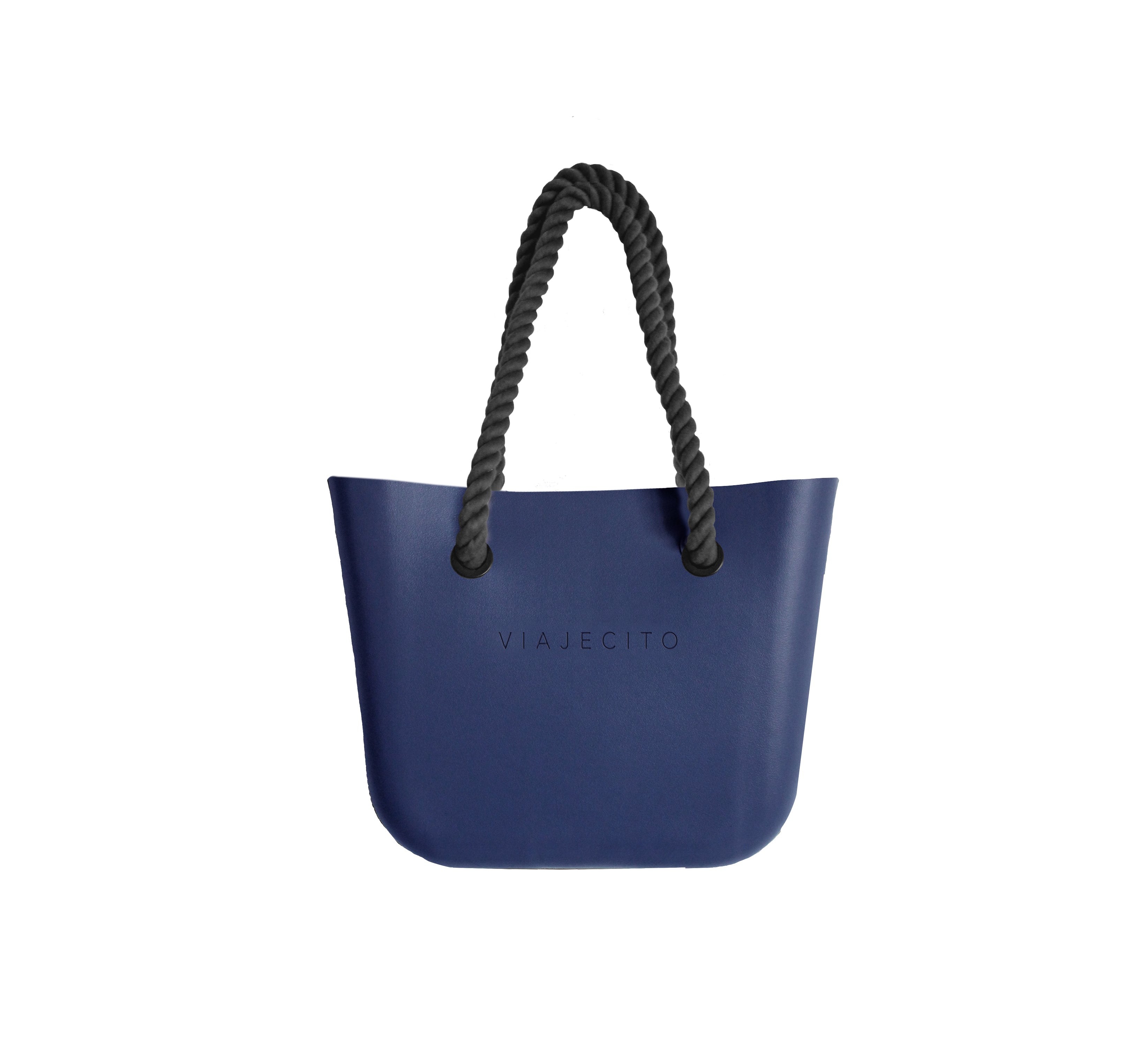 Midi Beach Tote Set- Navy with Nude Lining and Black Rope Straps ...